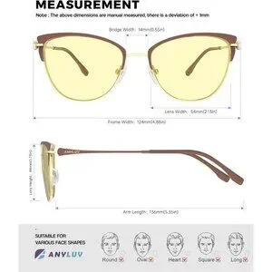 Accessories | Women Brown Cat Eye Look Clear Frame Light Yellow Lens ...